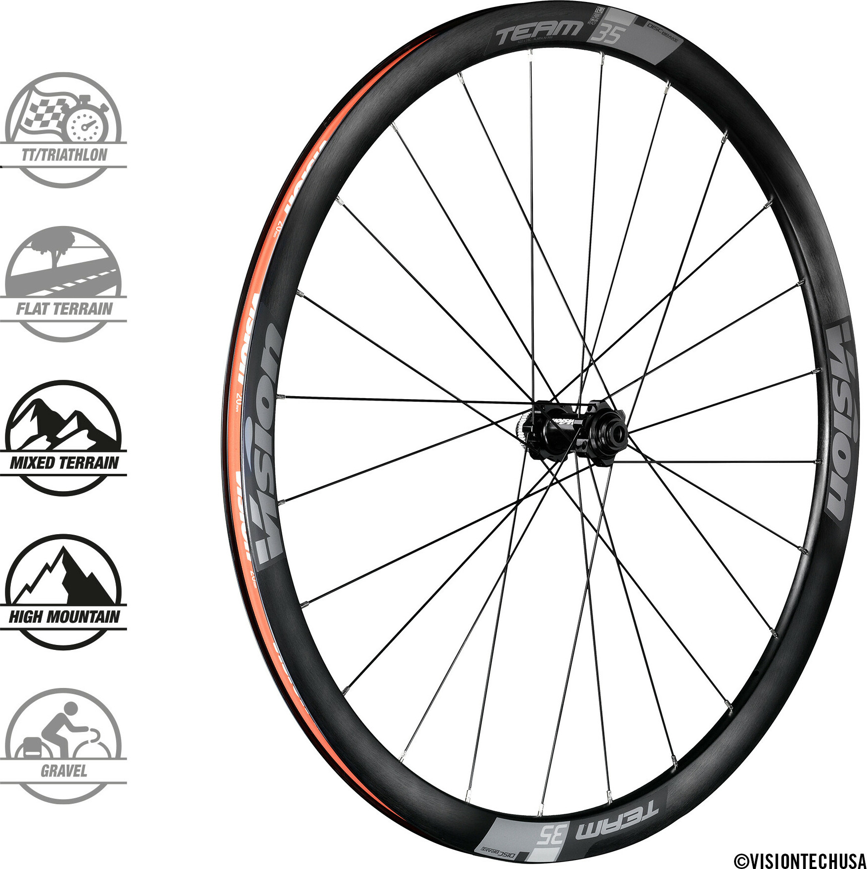 Vision Team 35 Disc CL Voorwiel | 12GO Biking
